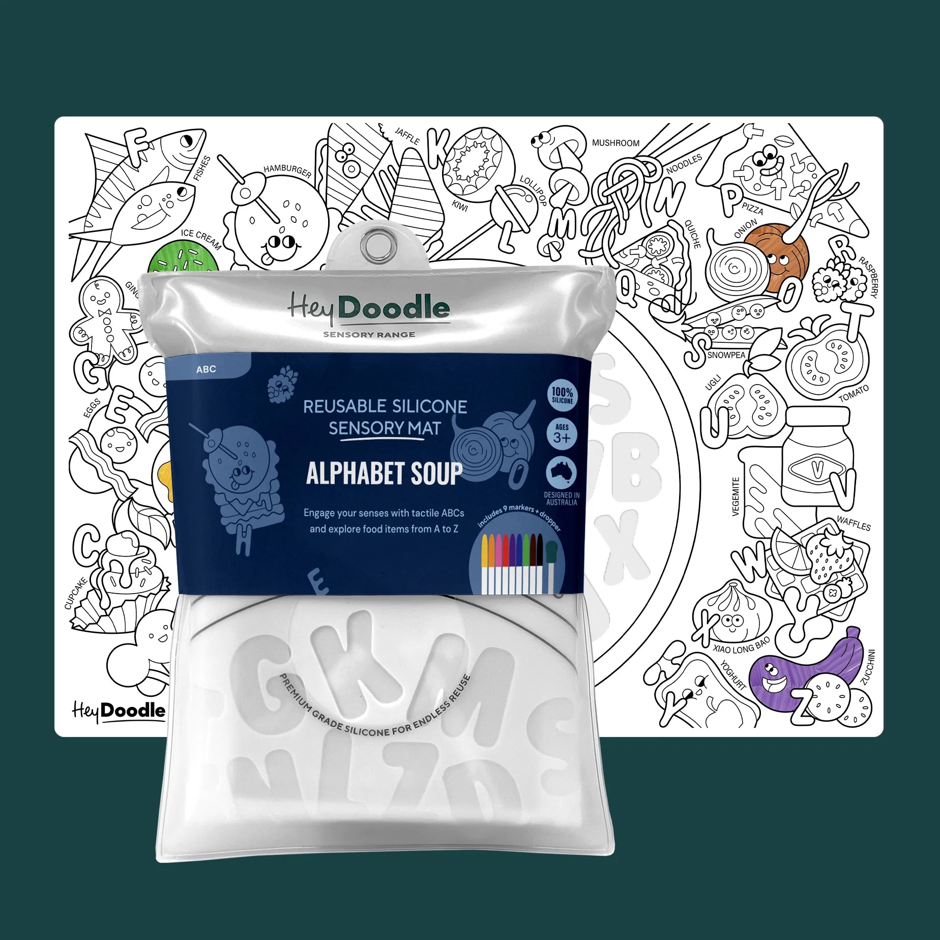 Hey Doodle - Alphabet Soup Colouring & Sensory Mat