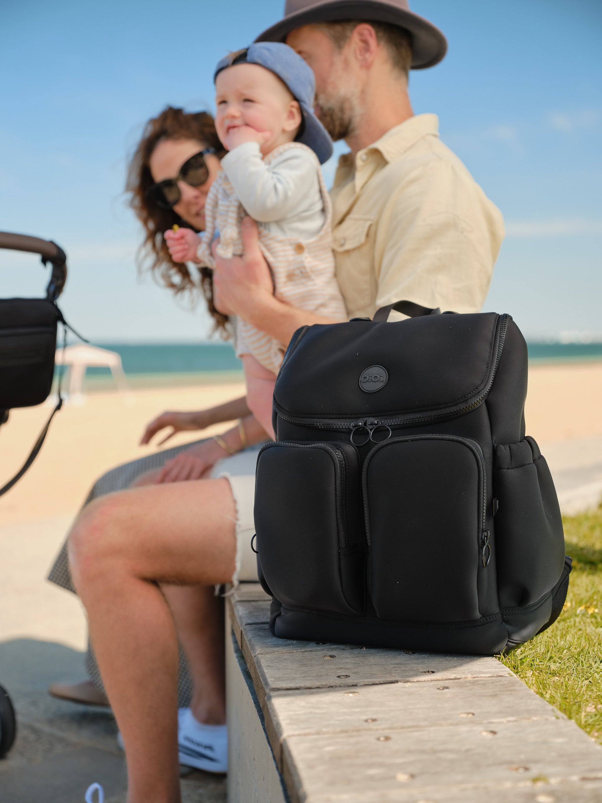 Oioi Black Neoprene Signature Backpack Nappy Bag